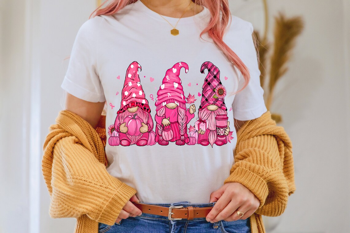 In October We Wear Pink Gnomes Png Pink Gnomes Png Gnomes - Etsy
