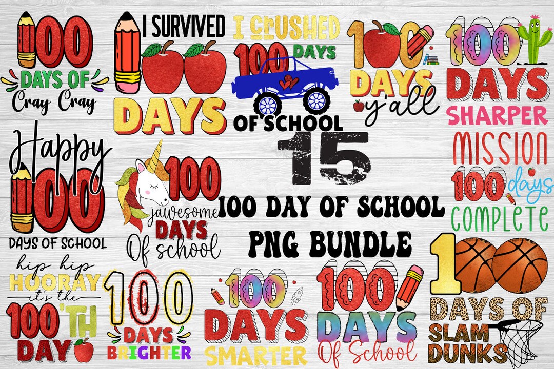 100 Days of School SVG Bundle, 100th Day of School Png, 100 Days Png ...