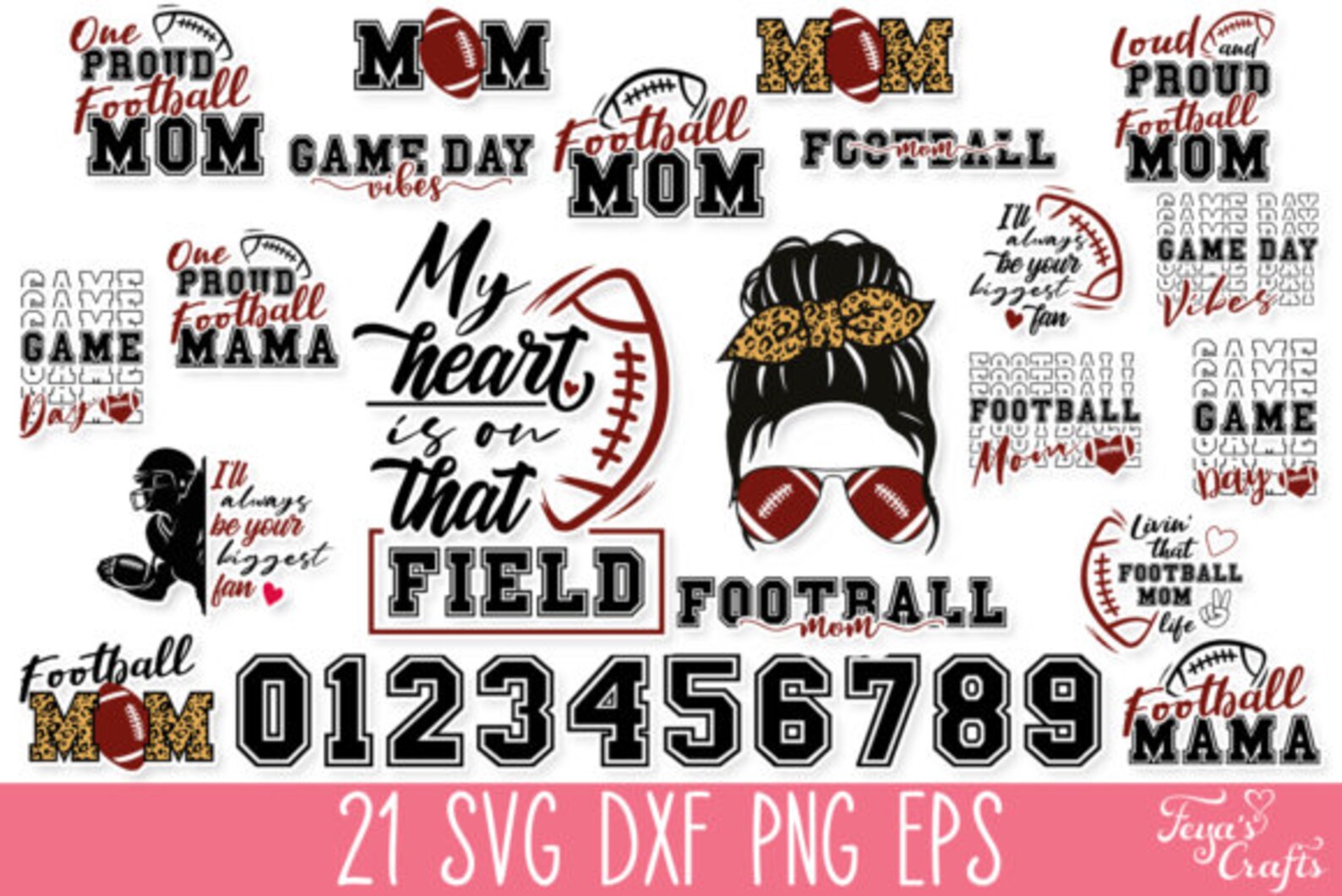 Football Png Bundle Football Mom Game Day Touchdown Season Friday Night ...