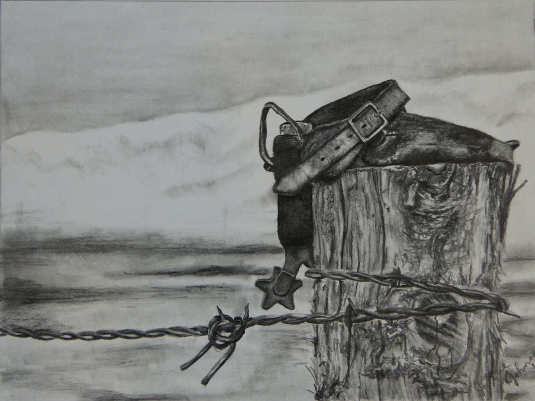 Spurs on Fence Post, Realistic Drawing, Wall Art, Giclee Print, Western ...