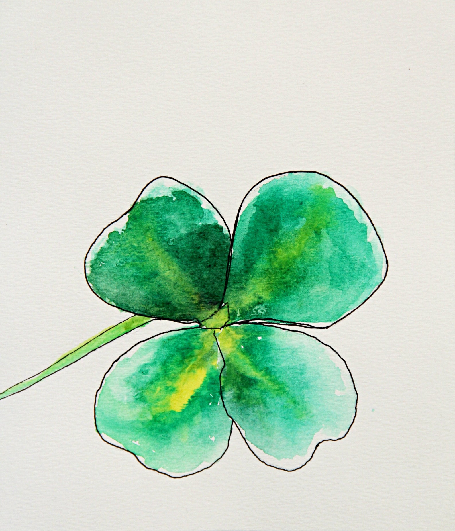 Four Leaf Clover, Wall Art, Original, Watercolor Painting, Wall Decor ...