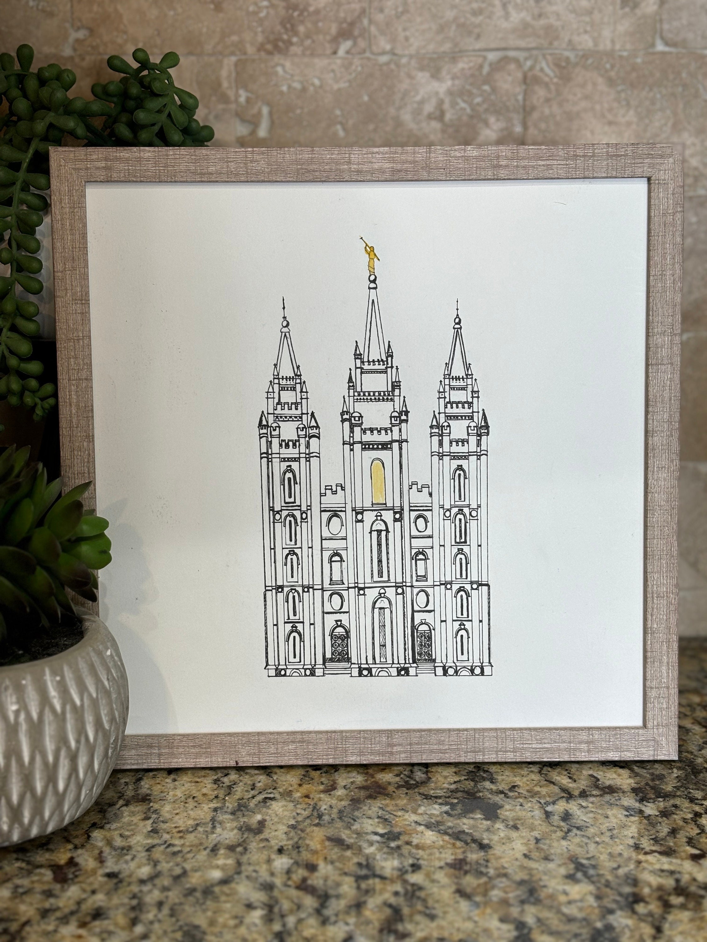 Salt Lake City Temple, LDS Temple Art, Realistic Art, Pen and Ink ...