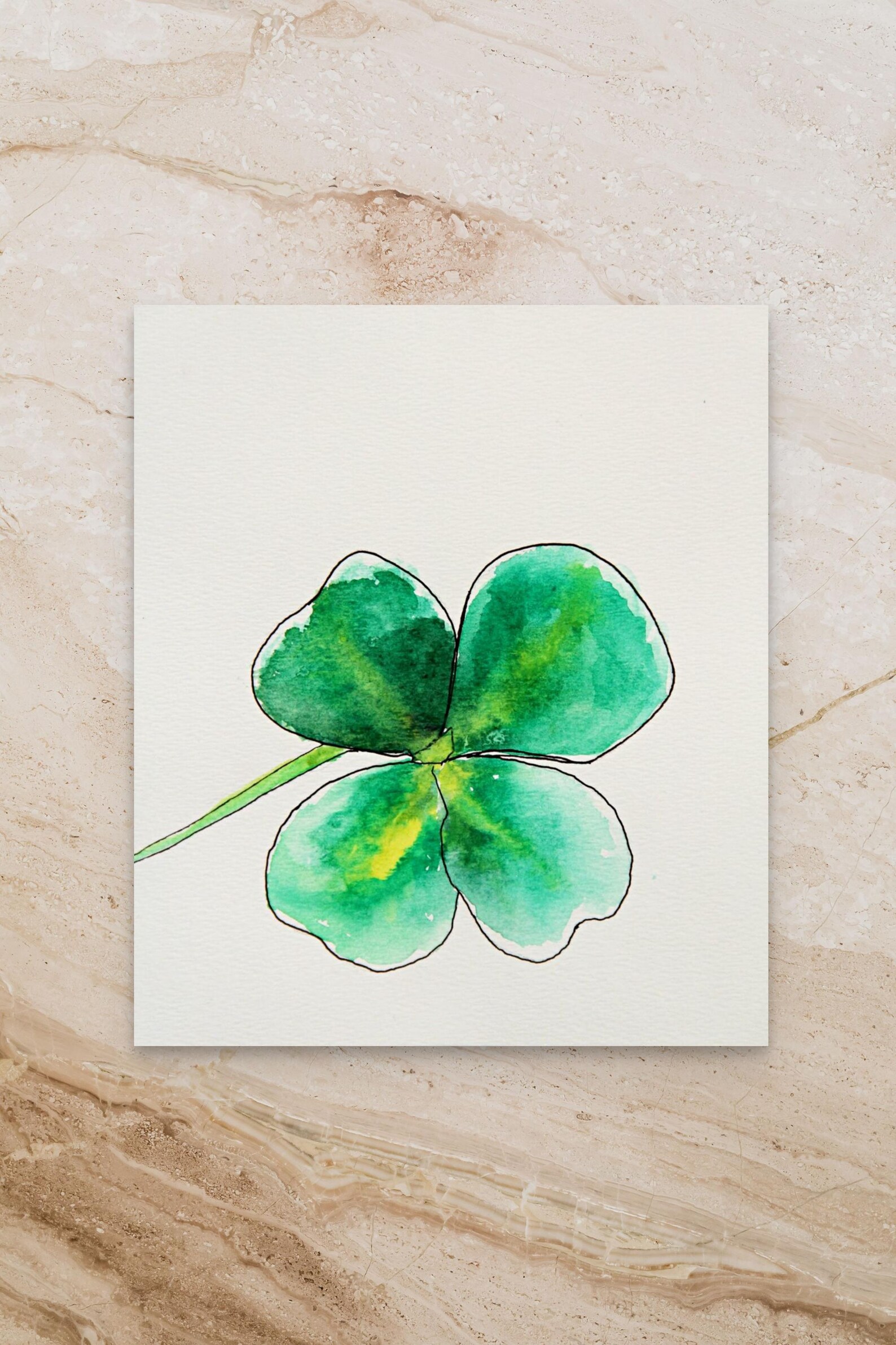 Four Leaf Clover, Wall Art, Original, Watercolor Painting, Wall Decor ...