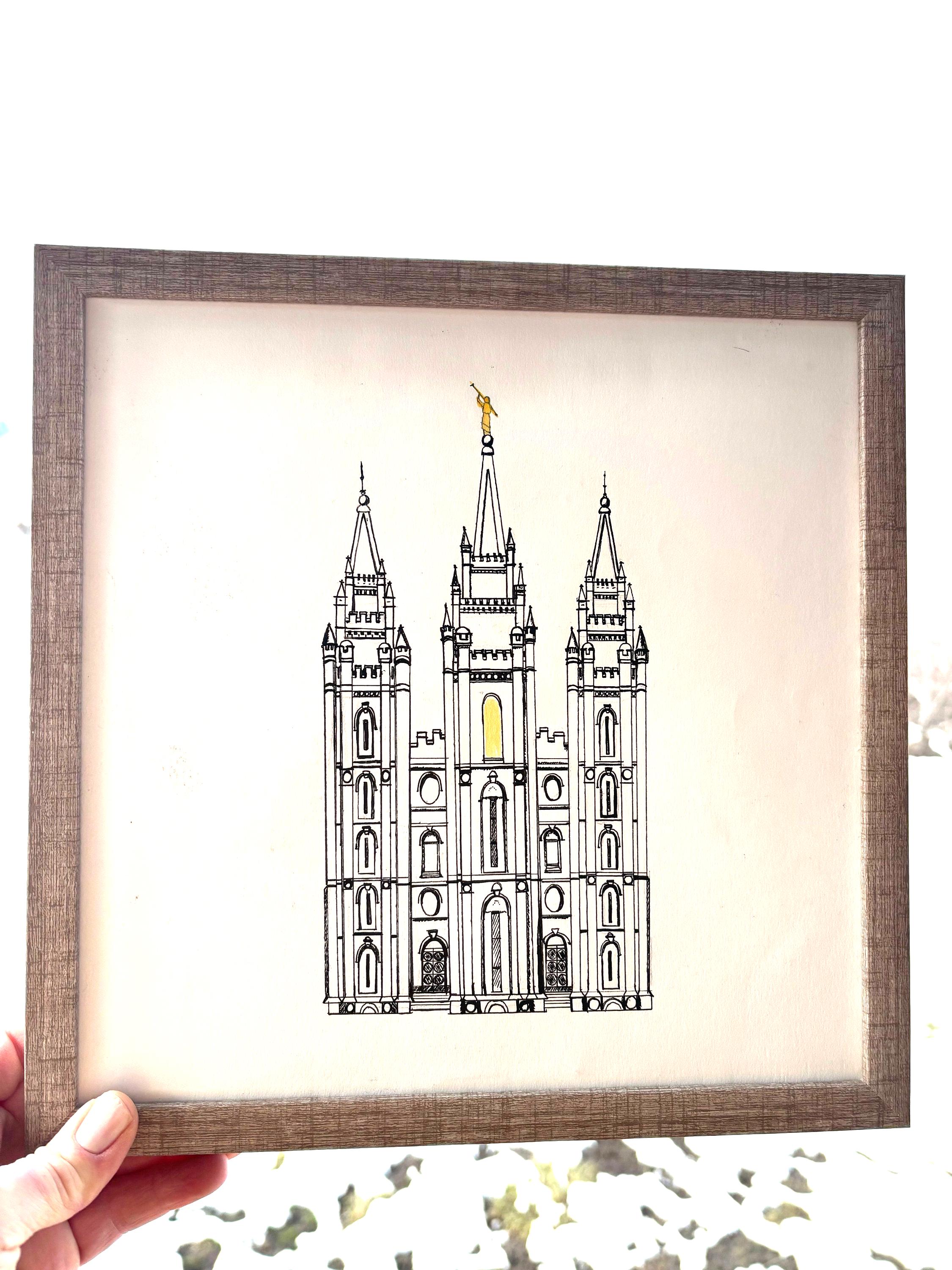 Salt Lake City Temple, LDS Temple Art, Realistic Art, Pen and Ink ...