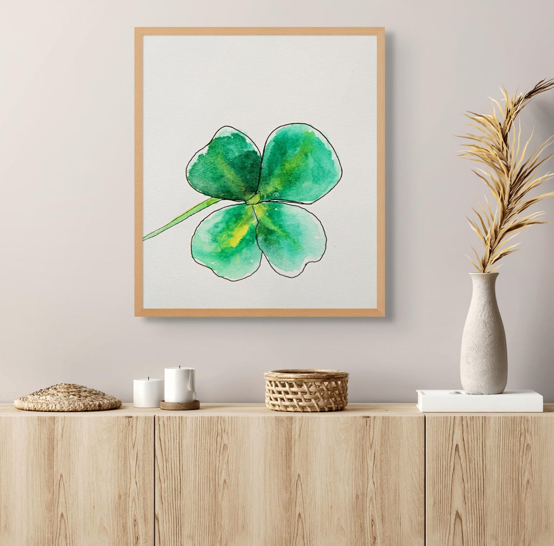 Four Leaf Clover, Wall Art, Original, Watercolor Painting, Wall Decor ...
