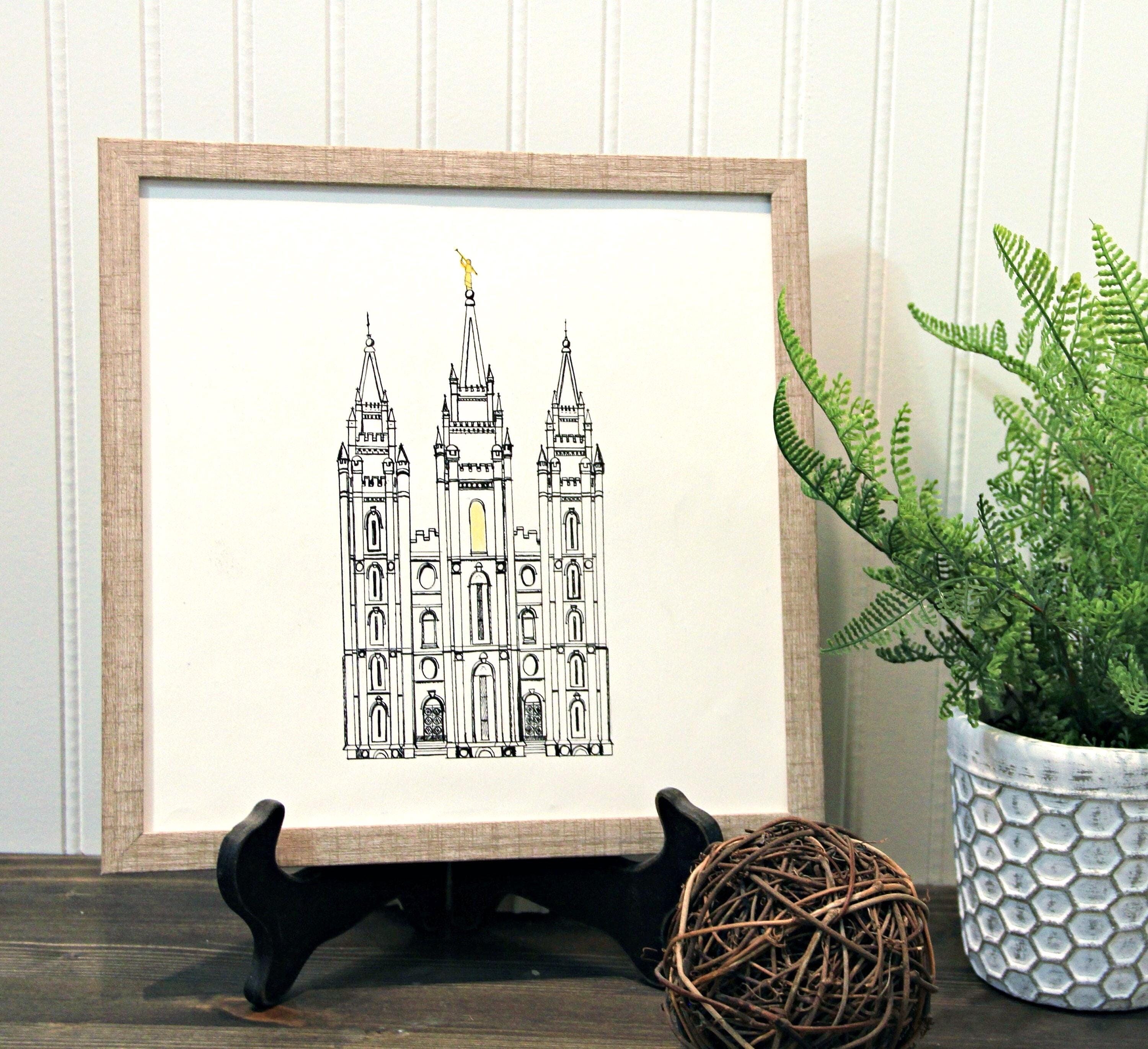 Salt Lake City Temple, LDS Temple Art, Realistic Art, Pen and Ink ...