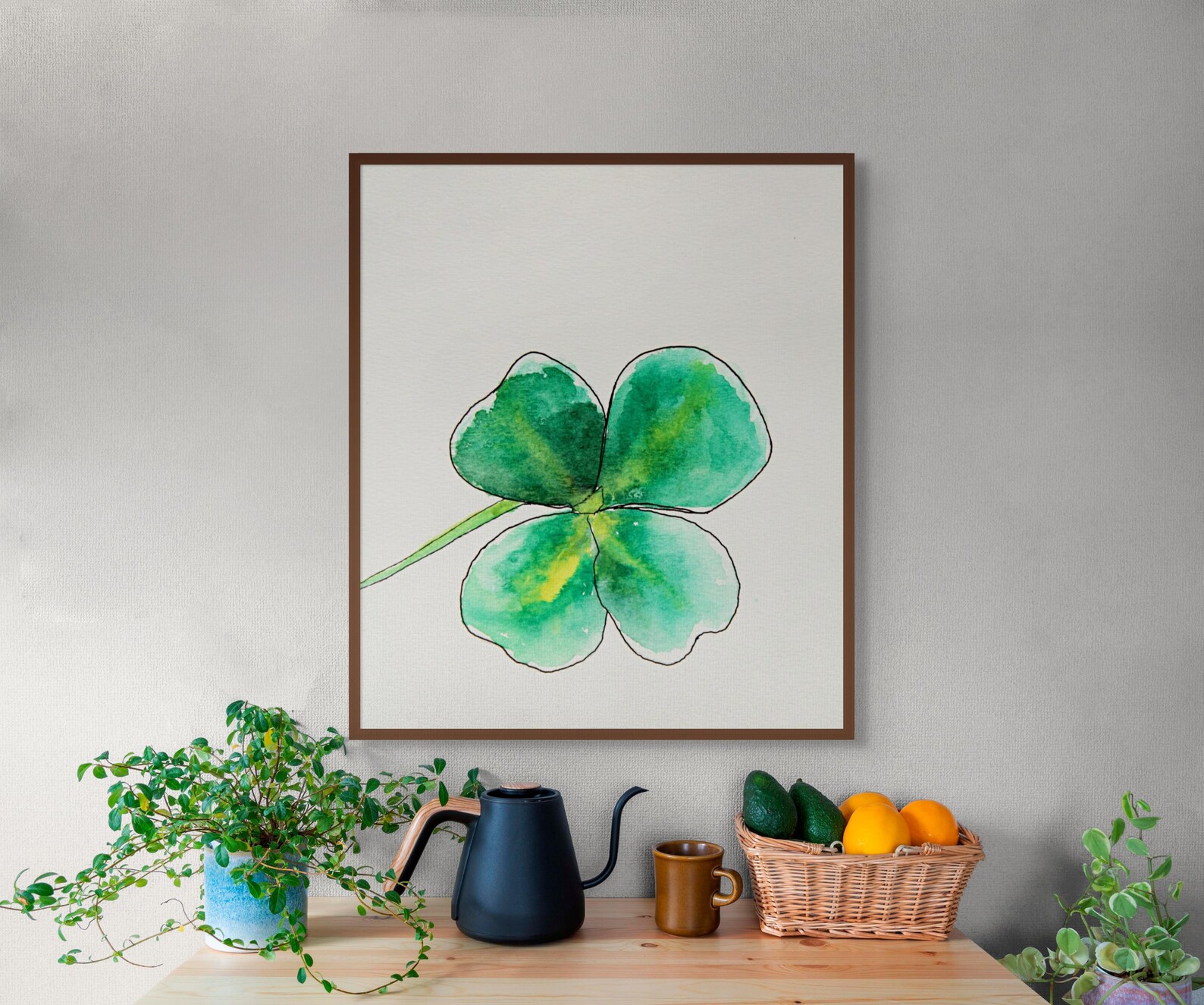 Four Leaf Clover, Wall Art, Original, Watercolor Painting, Wall Decor ...