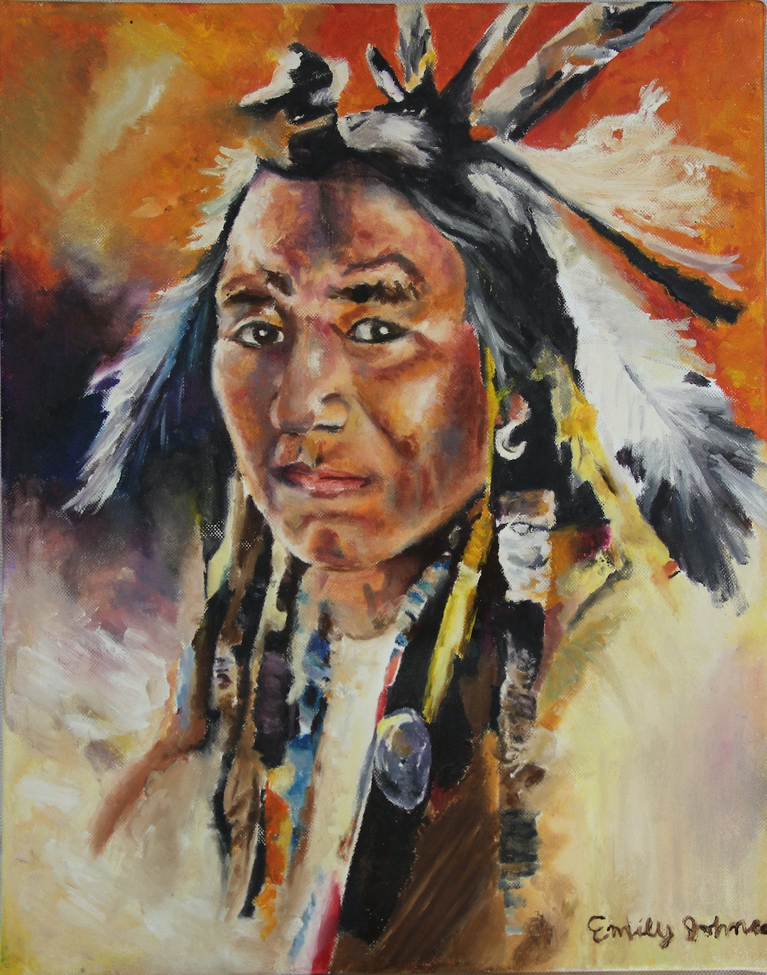 Native American Portrait, Wall Art, Giclee Print, Western Art, Oil ...