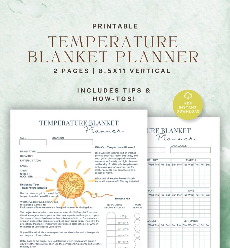Temperature Blanket Planner Chart Printable - Etsy
