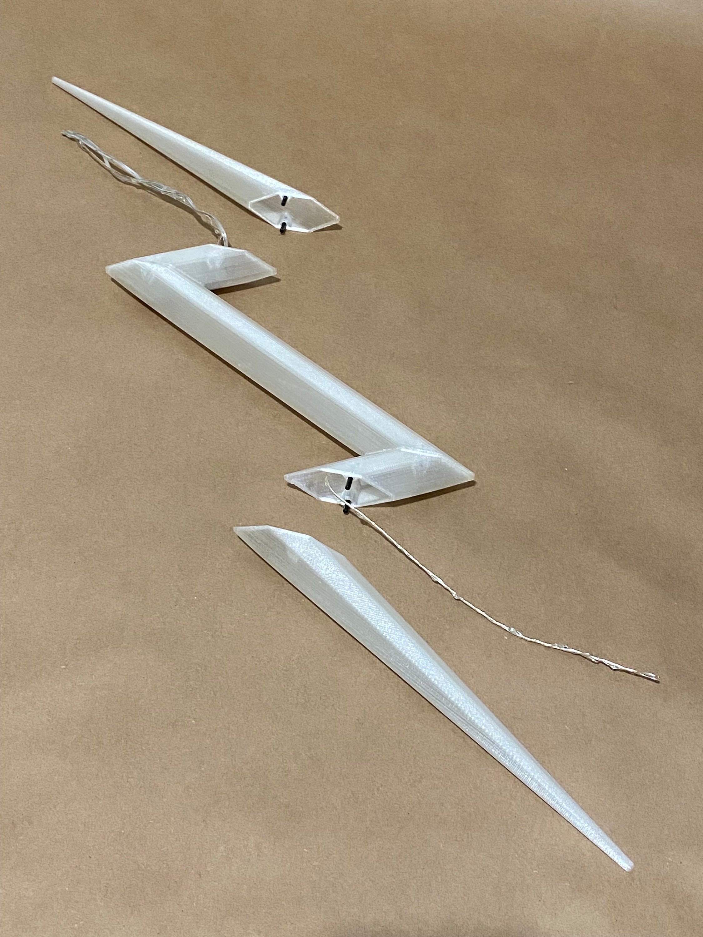 24in Hollow Lightning Bolt 3D Print With Cavity for Led's and Batteries ...