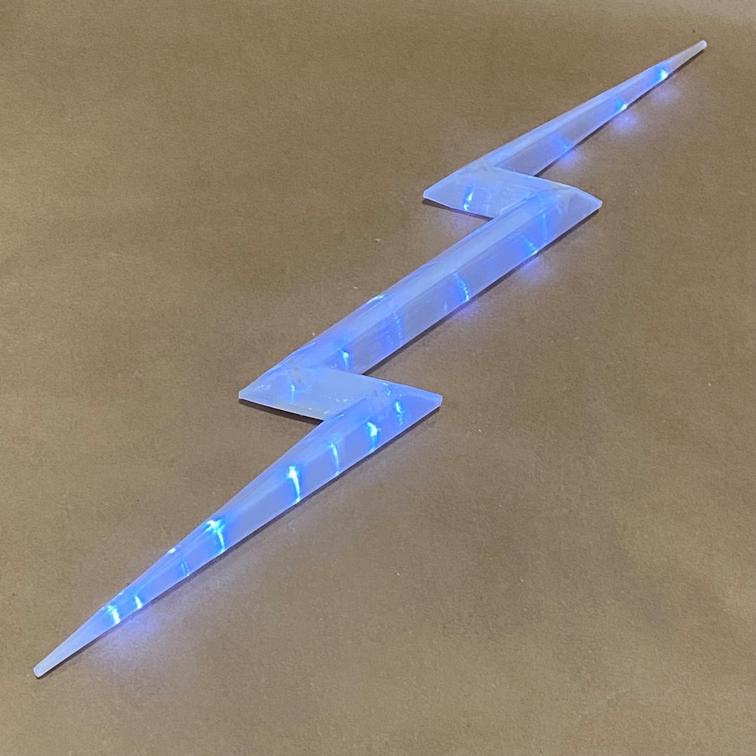 24in Hollow Lightning Bolt 3D Print With Cavity for Led's and Batteries ...