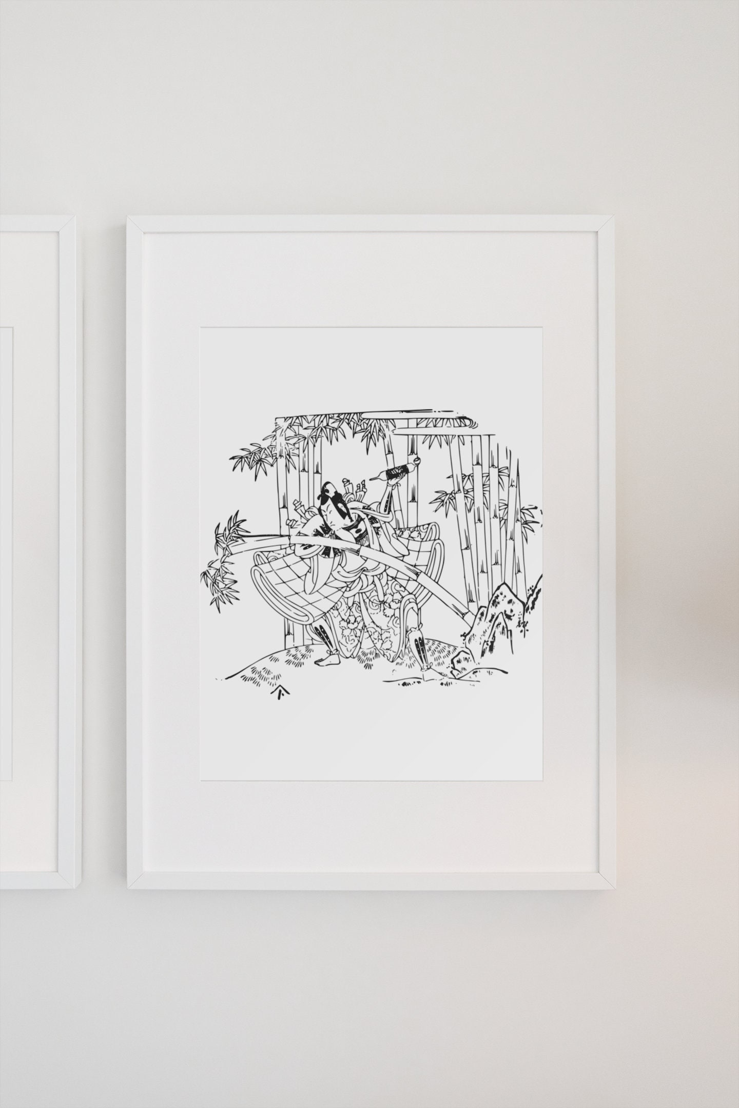 Japanese Samurai, Traditional Japanese Line Art, Graphic Design ...