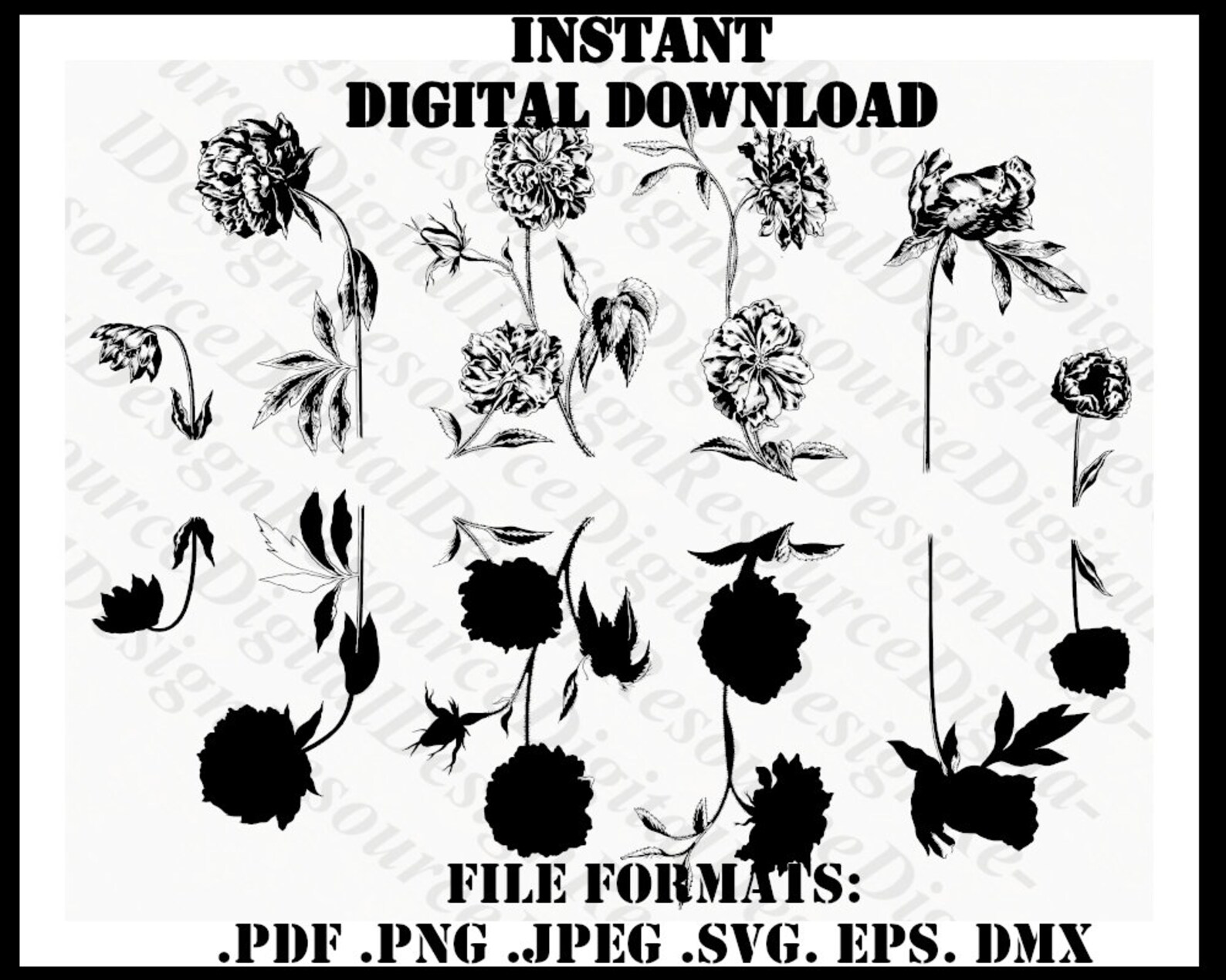 12 Spring Flower Svg, Florist Svg, Wedding Svg, Graphic Design, Instant ...