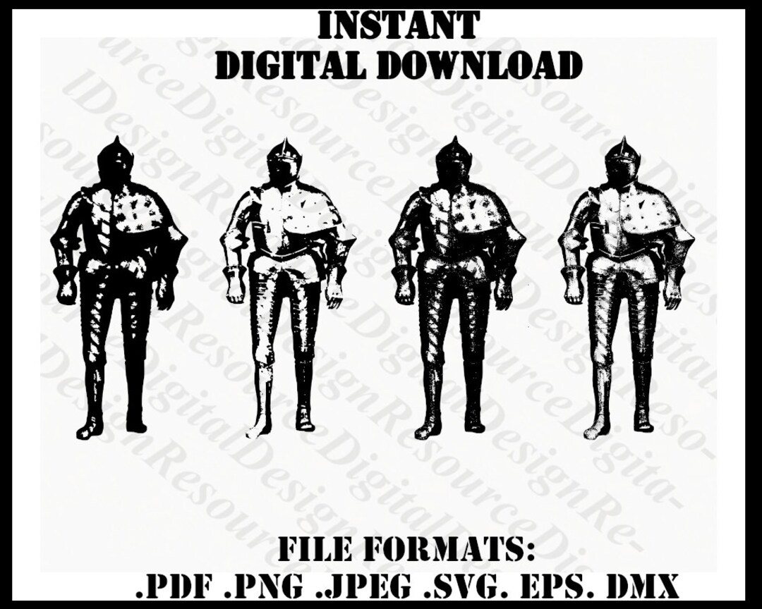 4 Styles, Knights Armor, Renaissance Fair, Graphic Design, Instant ...