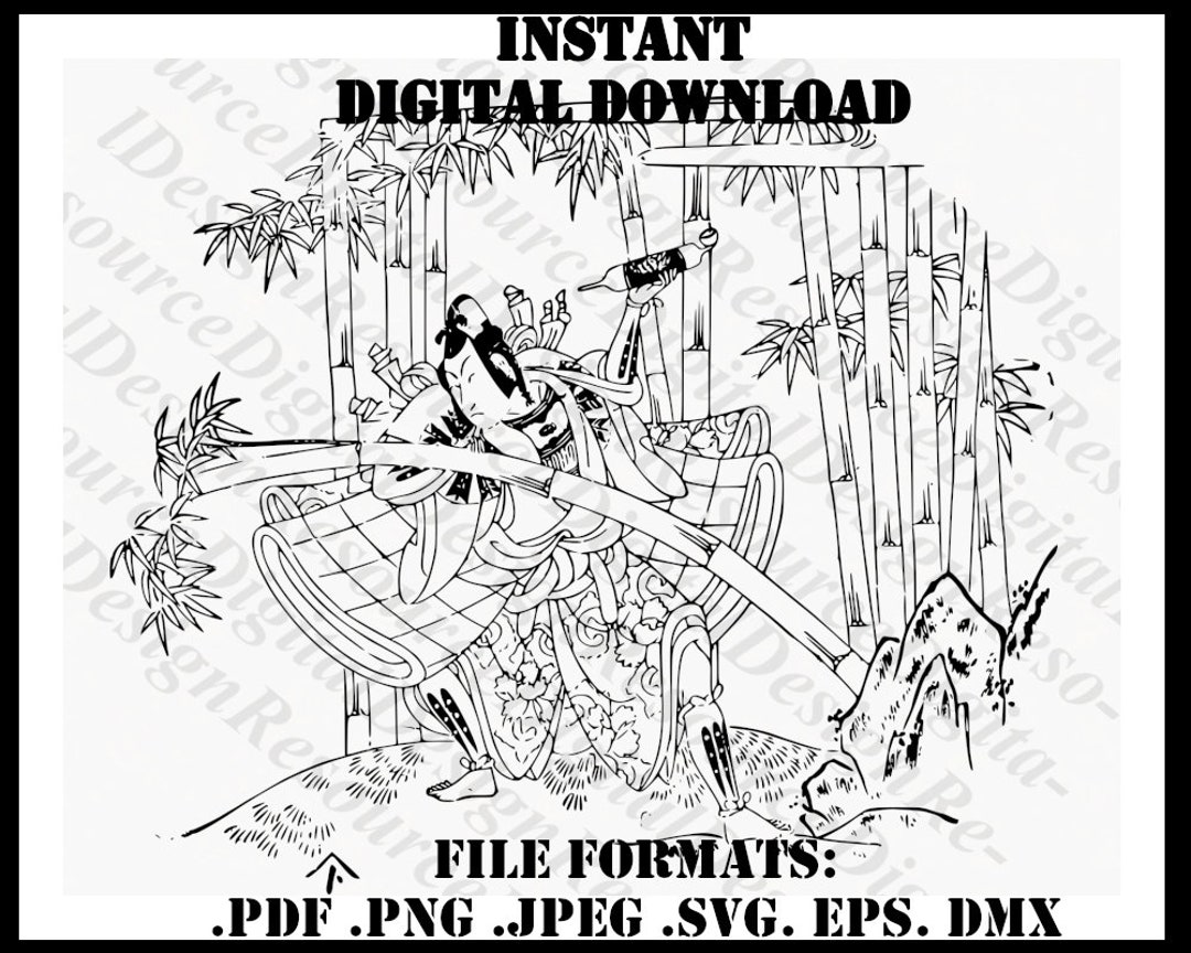Japanese Samurai, Traditional Japanese Line Art, Graphic Design ...