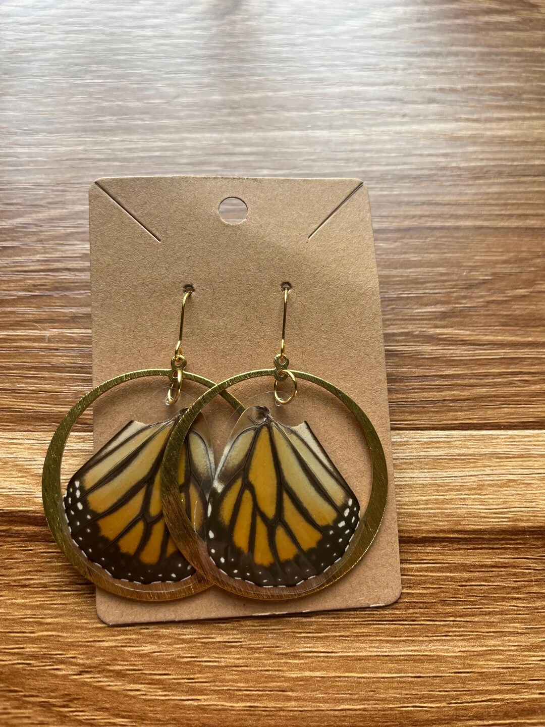Real Monarch Wing in Copper Gold Colored Hoops - Etsy