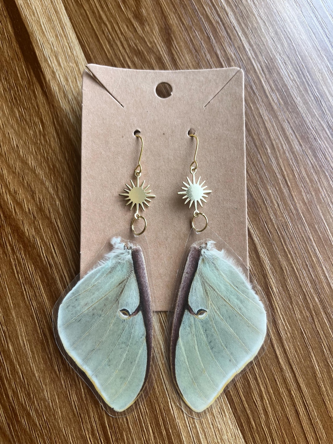 Luna Moth Forewing Earrings Sun Charm - Etsy