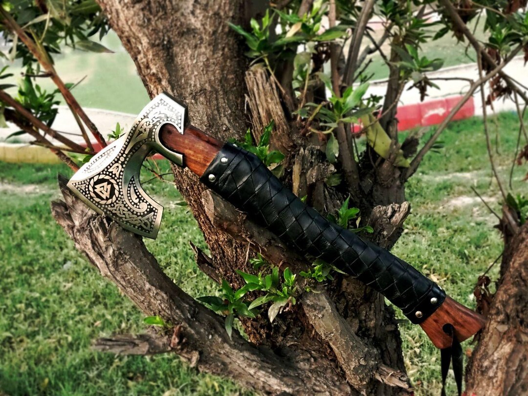 Custom Handmade Forged Carbon Steel VIKING AXE With Wood Shaft, Wedding ...