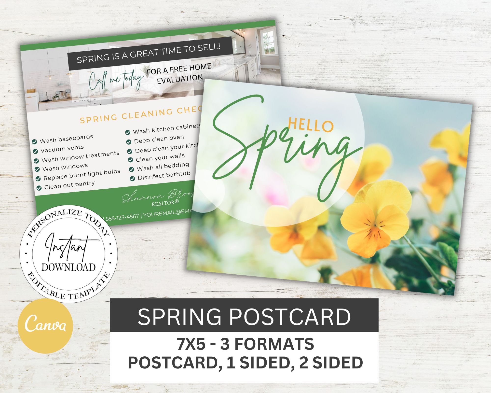 Real Estate Spring Postcard Template, Printable Postcards for Realtors ...