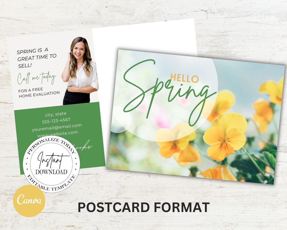 Real Estate Spring Postcard Template Printable Postcards for - Etsy