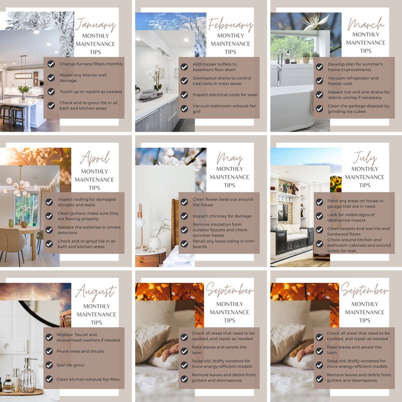 Real Estate Instagram Posts, Monthly Maintenance Tips, Realtor ...