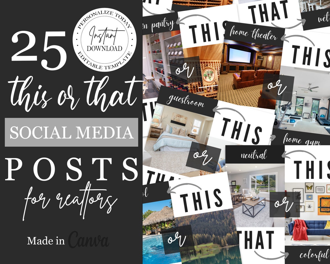 25 This or That Real Estate Engagement Social Media Post Templates ...