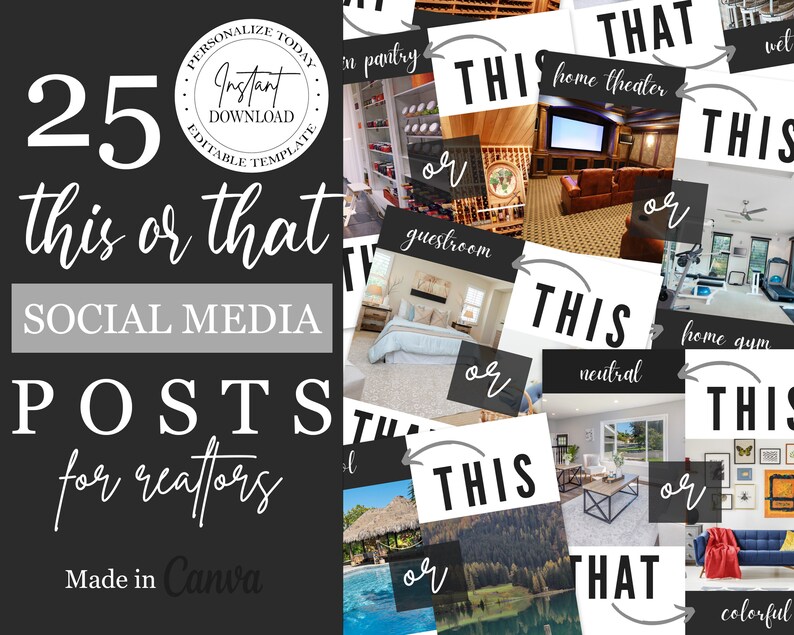 25 This or That Real Estate Engagement Social Media Post Templates ...