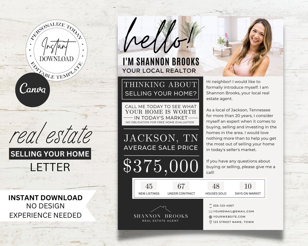 Real Estate Marketing Letter, Hello Neighbor Real Estate Mailer, Modern ...