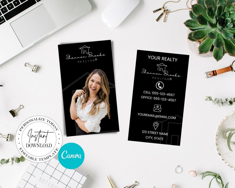 Real Estate Agent Business Card Template Modern Realtor - Etsy