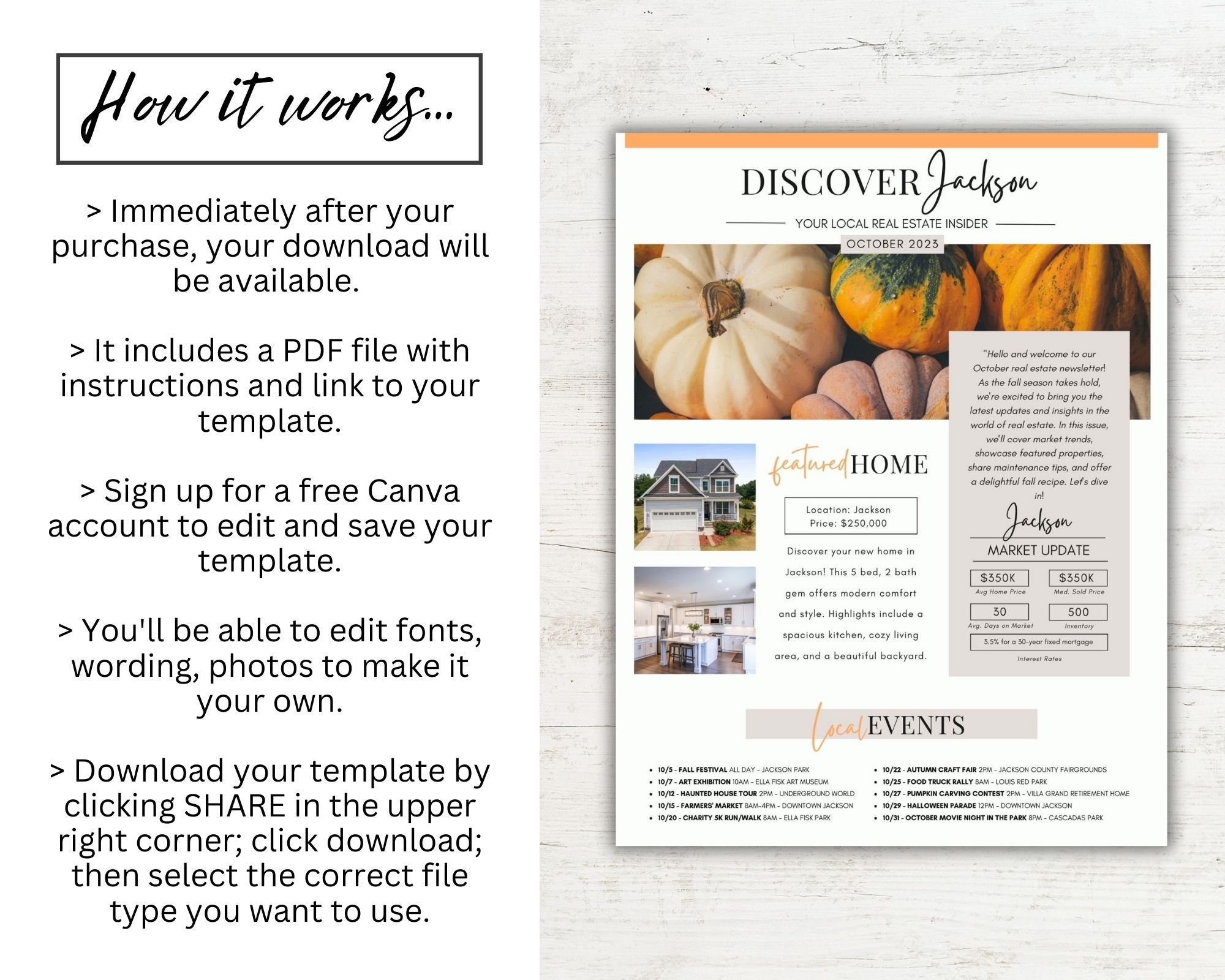 Real Estate Newsletter Template, October Real Estate Newsletter, Real ...
