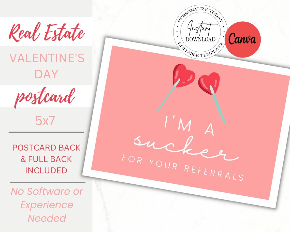 Real Estate Valentine's Day Postcard, Realtor Valentine Marketing ...