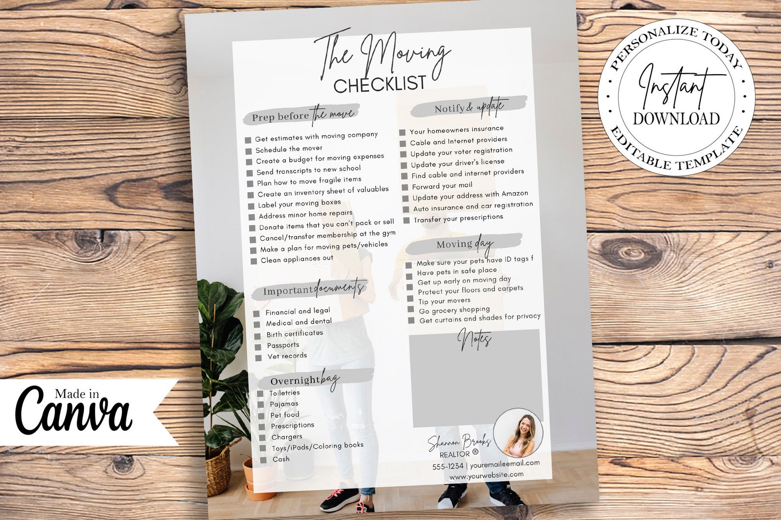 Real Estate Moving Checklist, Printable Moving To-do List, Realtor ...