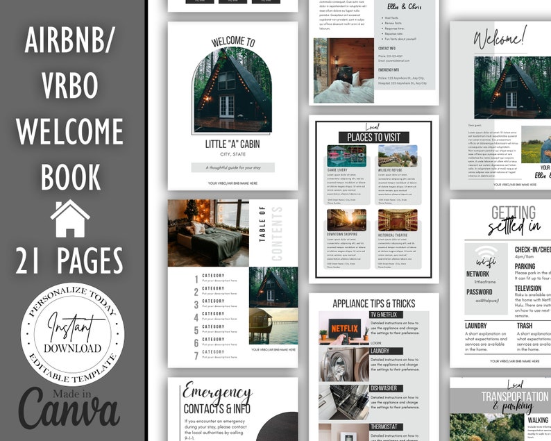 VRBO Welcome Book Template, Editable Air Bnb Welcome Guide, Editable ...