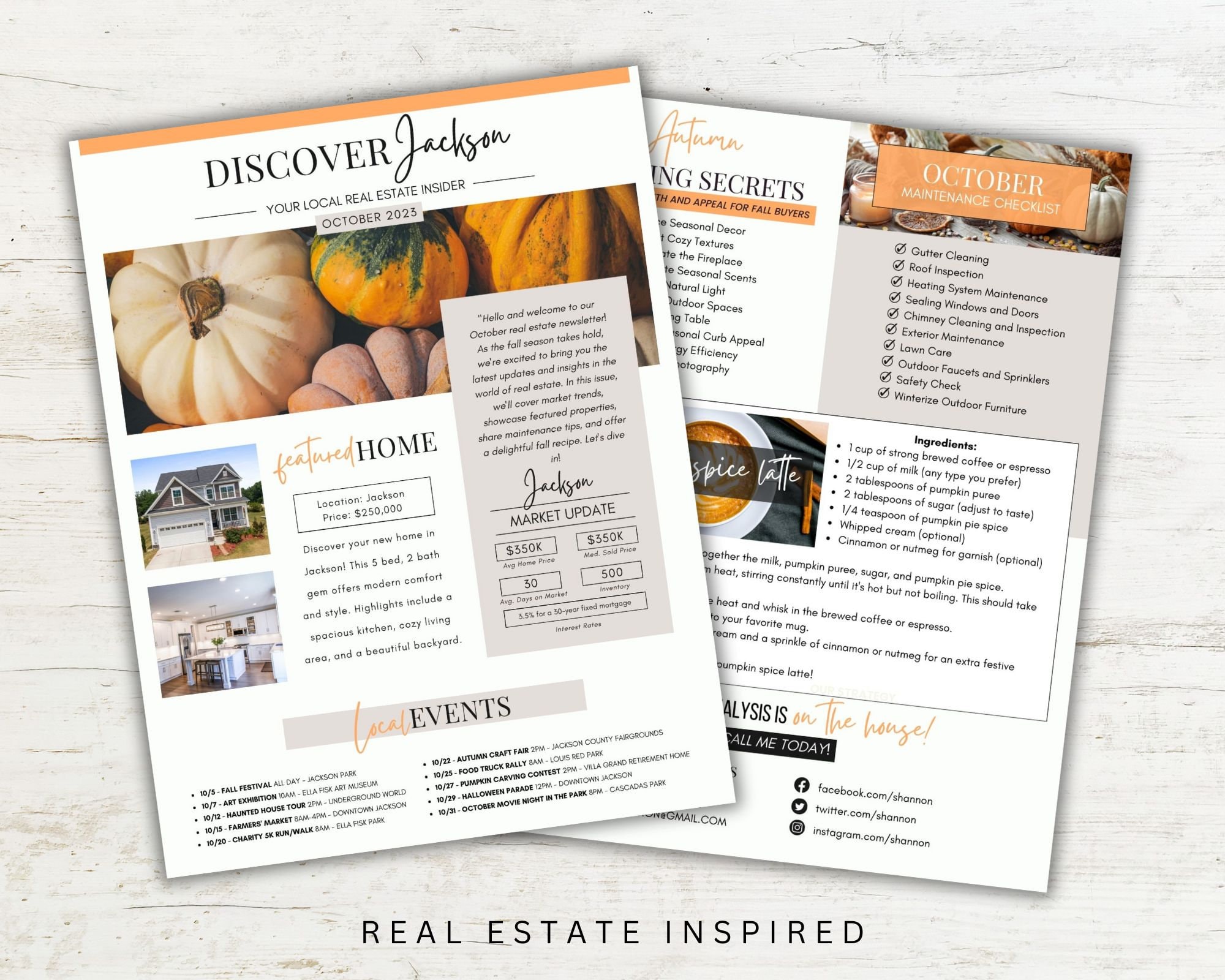 Real Estate Newsletter Template, October Real Estate Newsletter, Real ...