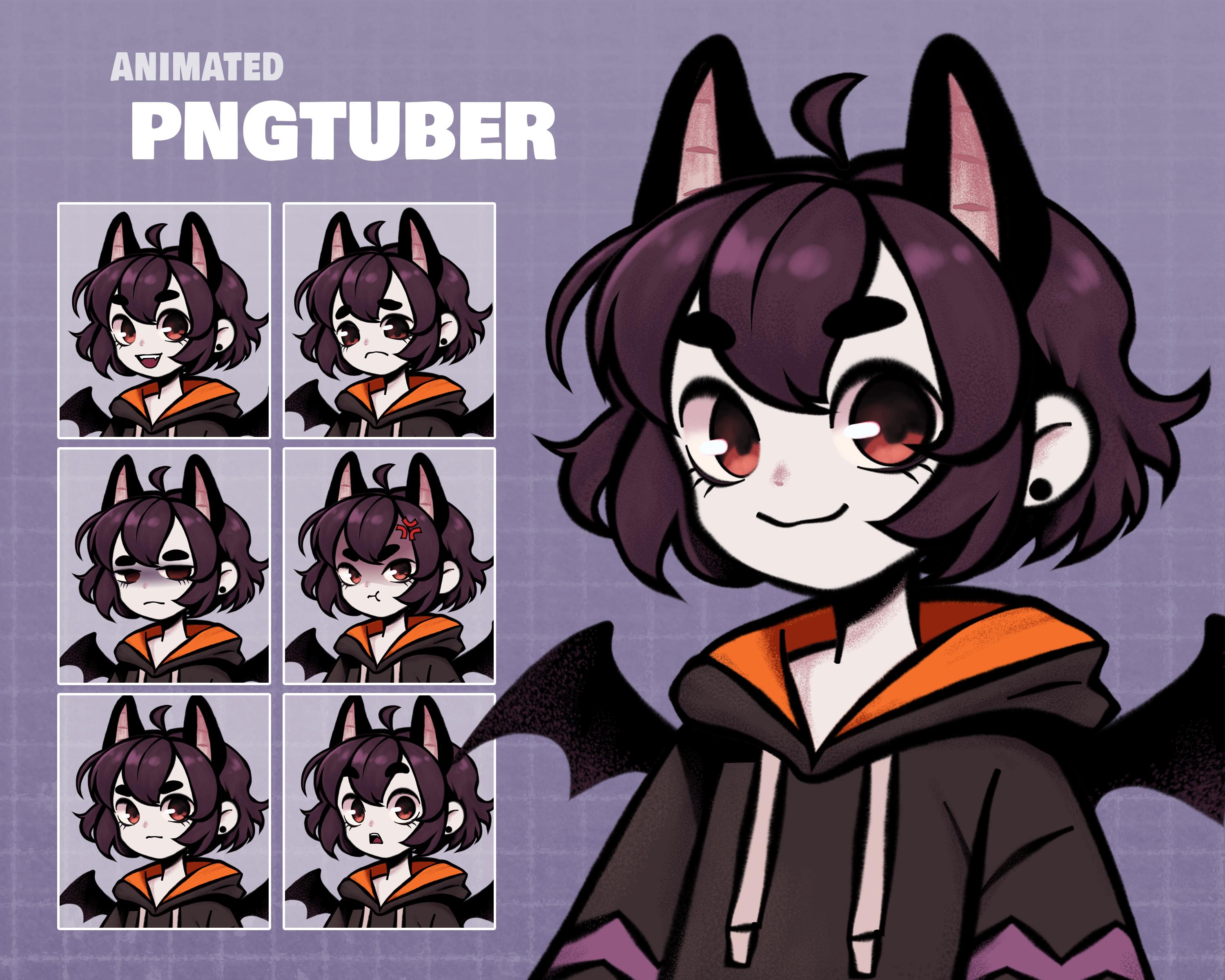 Bat Girl Pngtuber Model - Animated Giftuber - Digital Avatar - Perfect ...