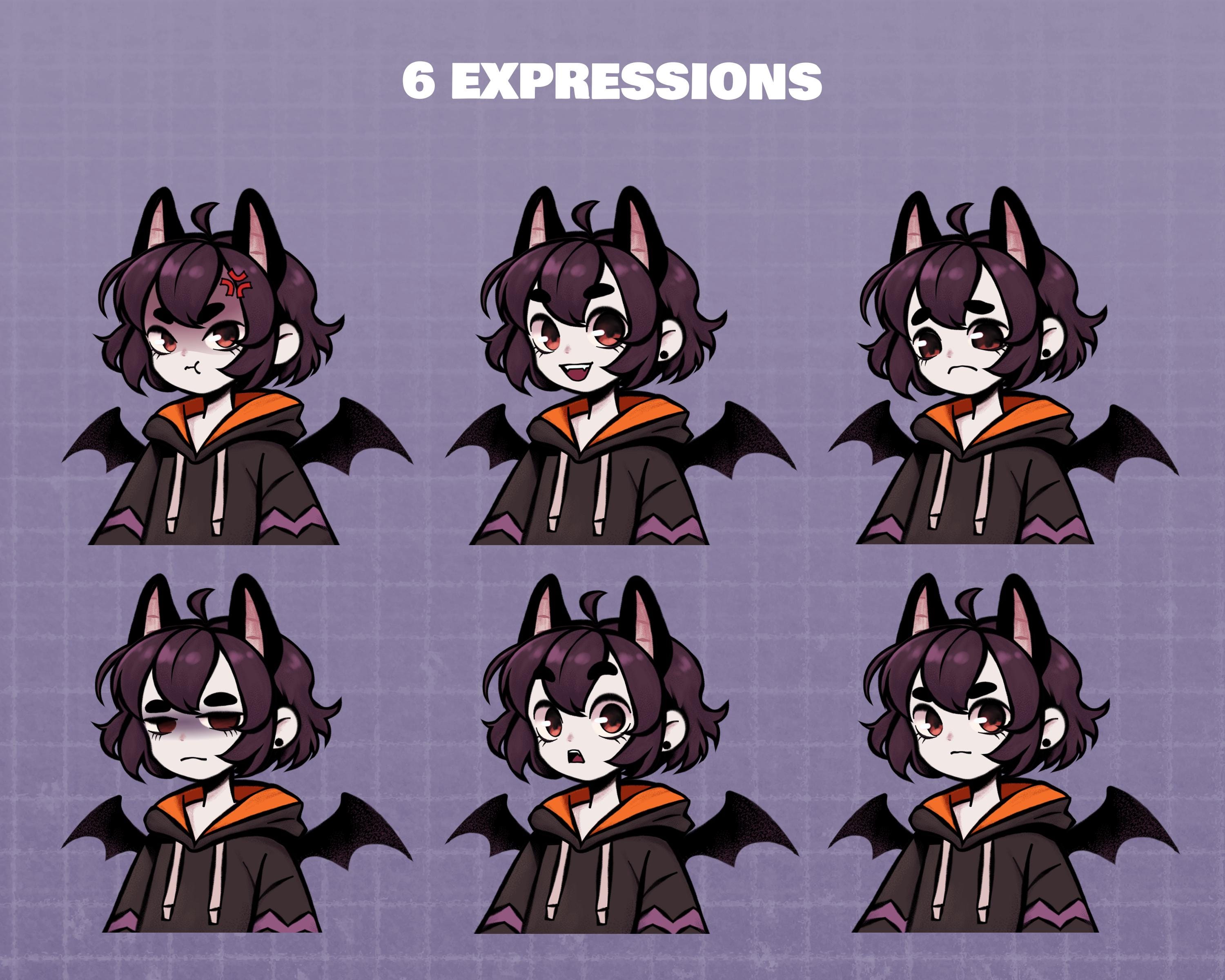 Bat Girl Pngtuber Model - Animated Giftuber - Digital Avatar - Perfect ...