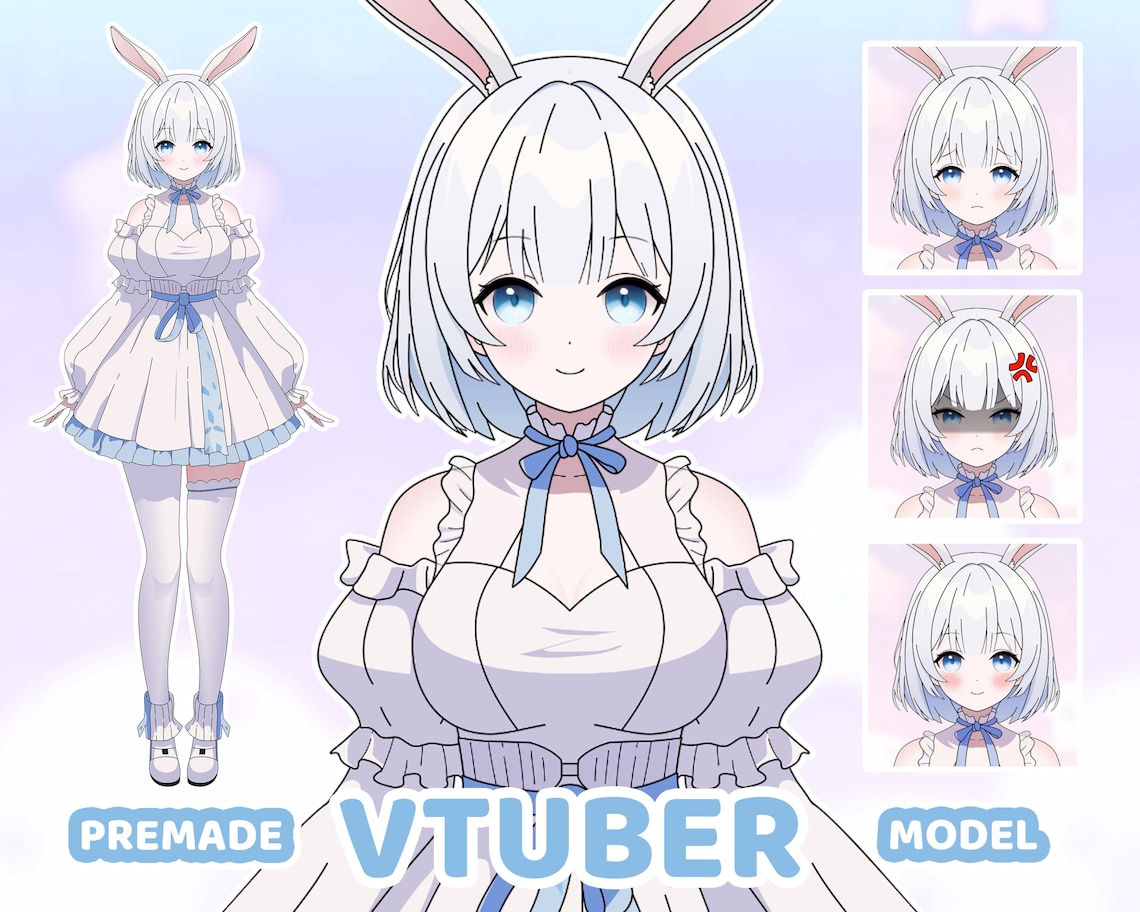 Premade Vtuber Cute Bunny Girl, Full Body Rigged Live2d Model Ready to Use in Vtube Studio ...