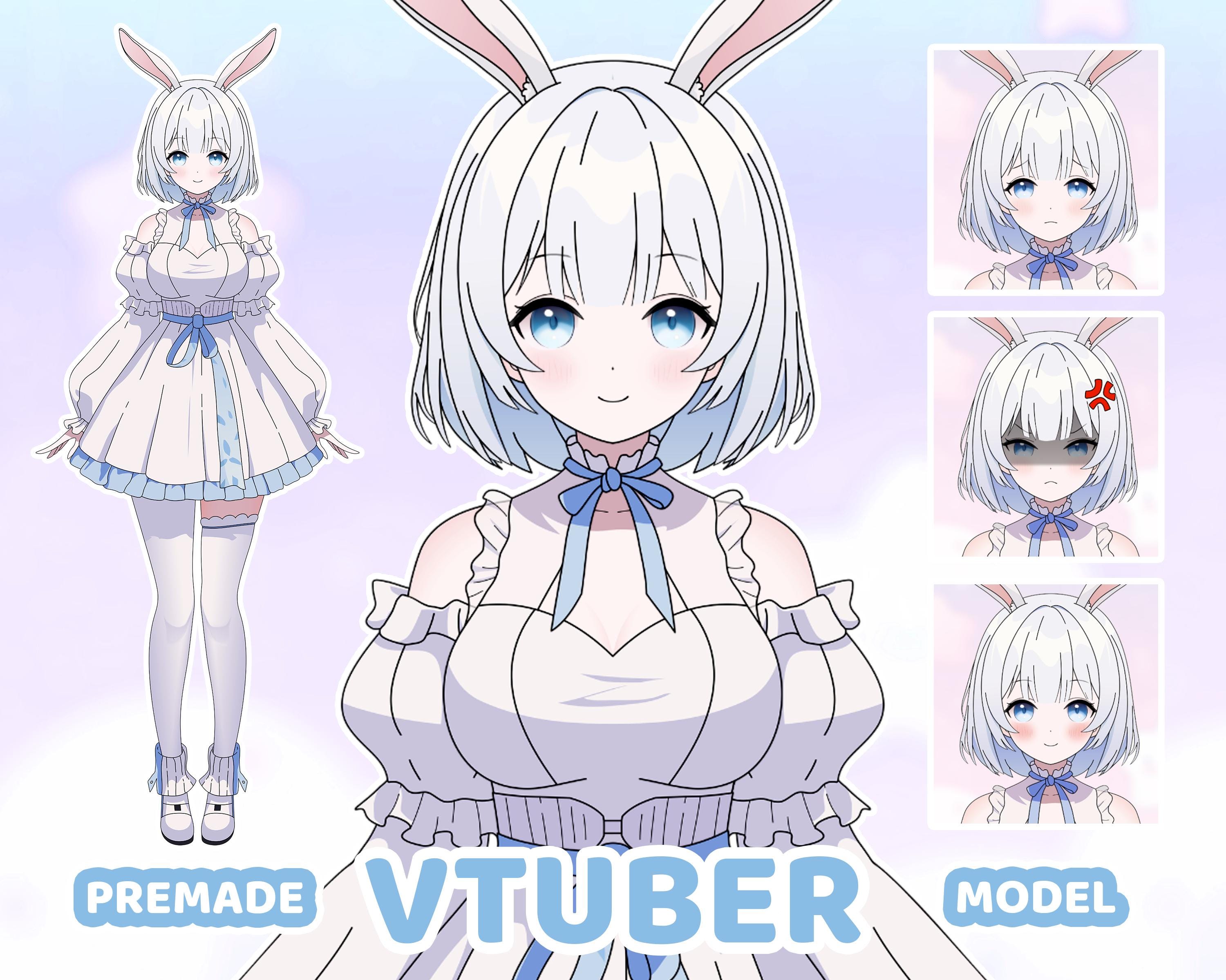 Premade Vtuber Cute Bunny Girl, Full Body Rigged Live2d Model Ready to ...
