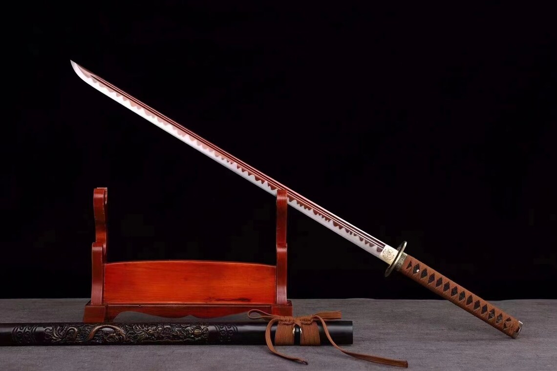 Hand-forged Japanese Samurai Straight Sword Quan Tang High | Etsy