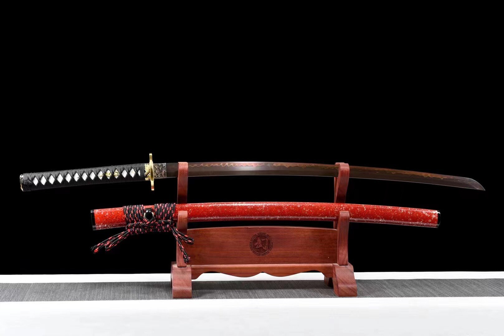 Hand-forged Japanese Samurai Sword Red Katana Full Tang - Etsy