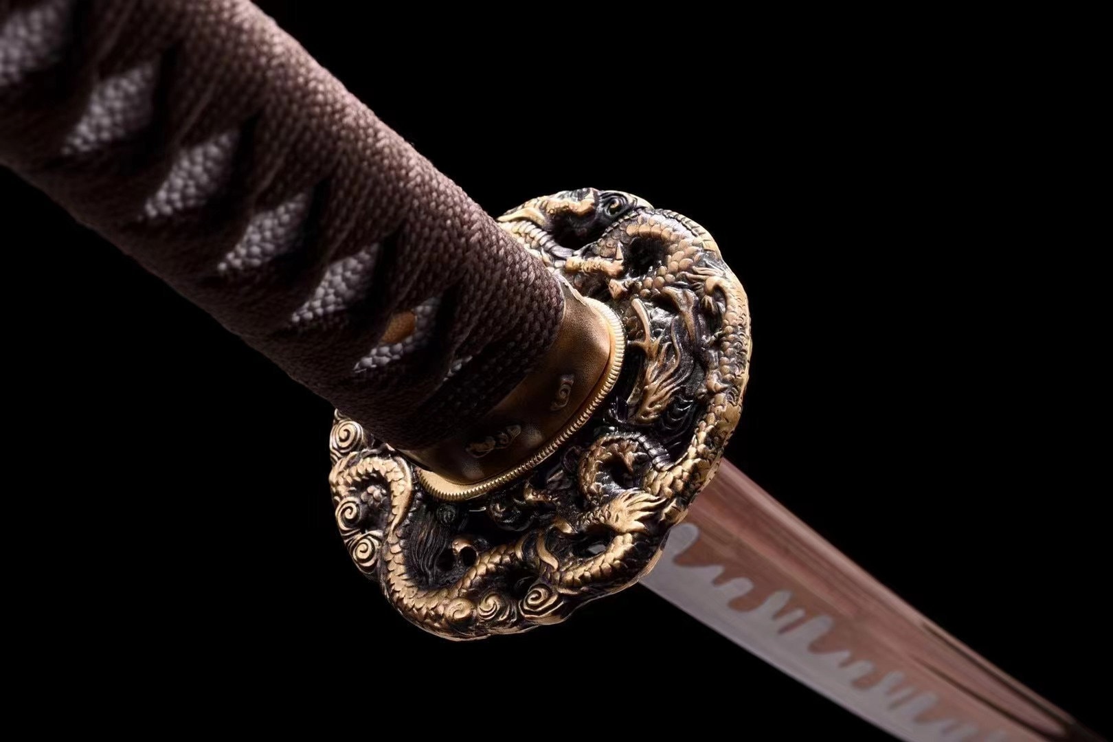 Hand-forged Japanese Katana Full Tang 1060 Steel Golden Blade A Real ...