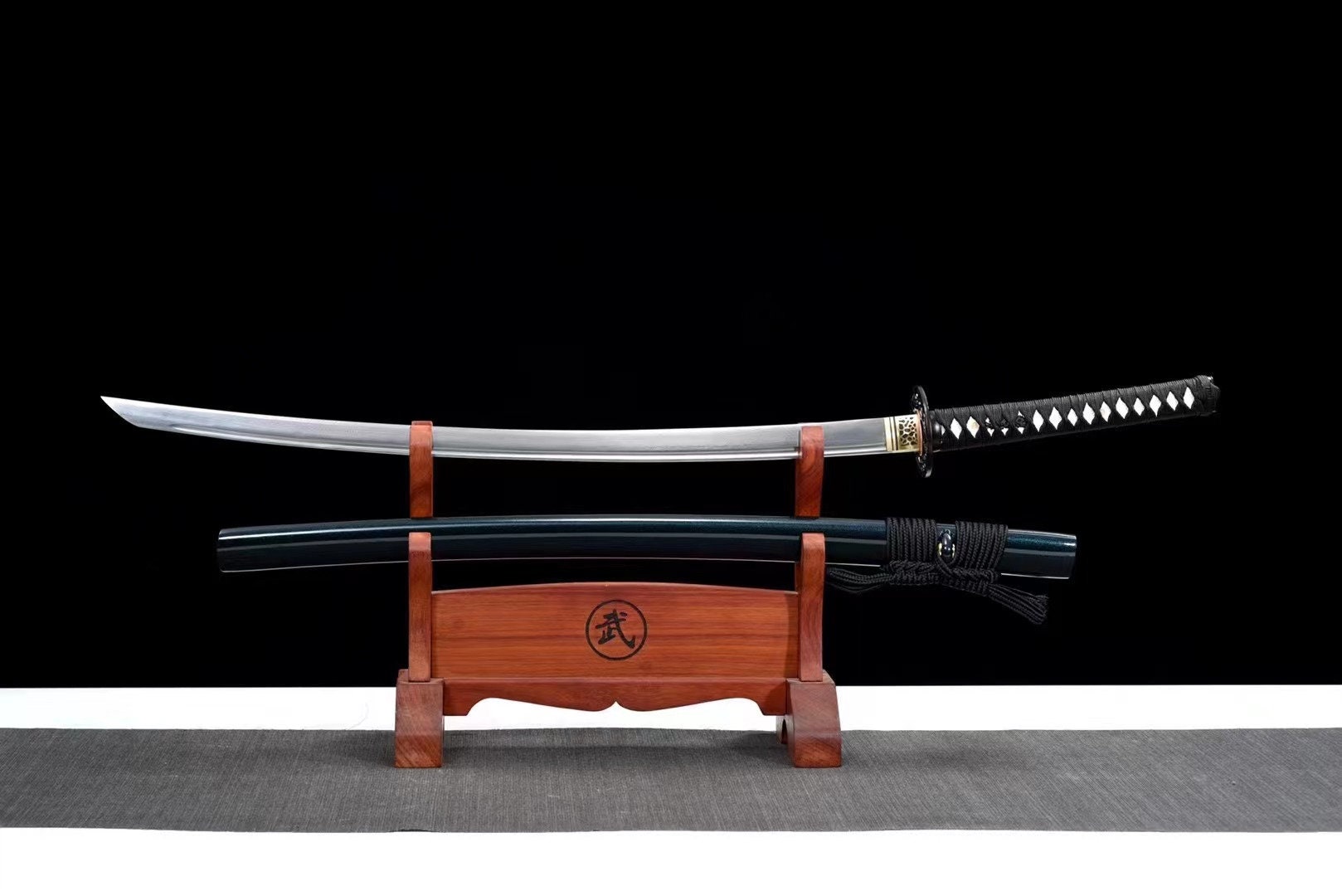 Reverse Blade Japanese Samurai Sword Full Tang Katana Blue Scabbard ...