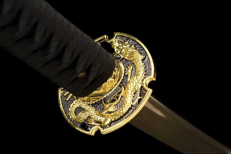All Tang Japanese Katana Sword Hand-forged Golden Blade 1090 Steel ...