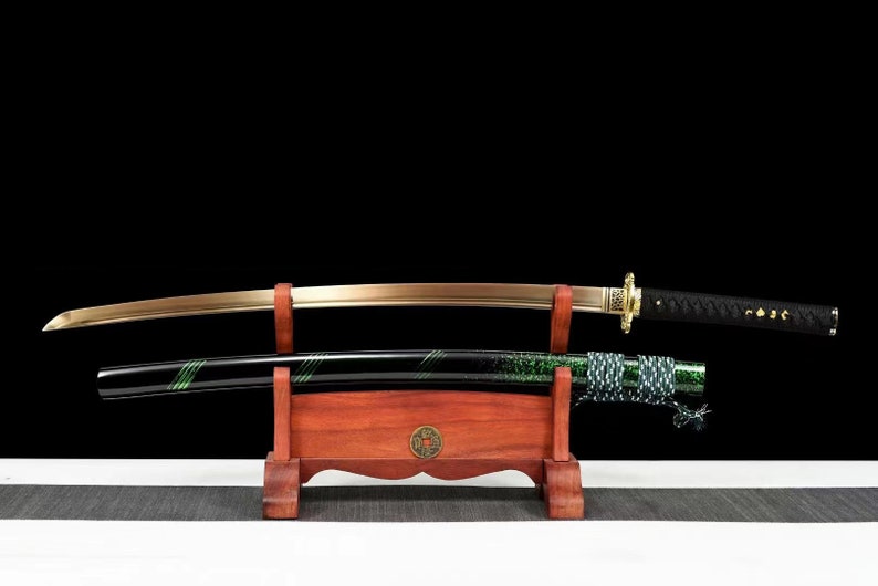 All Tang Japanese Katana Sword Hand-forged Golden Blade 1090 Steel ...