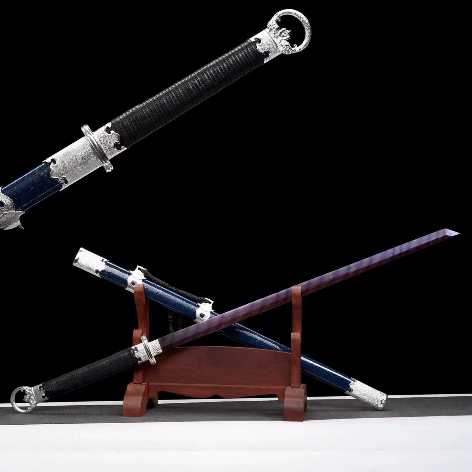 All Tang Japanese Katana Hand Forged Katana Straight Blade Damascus ...