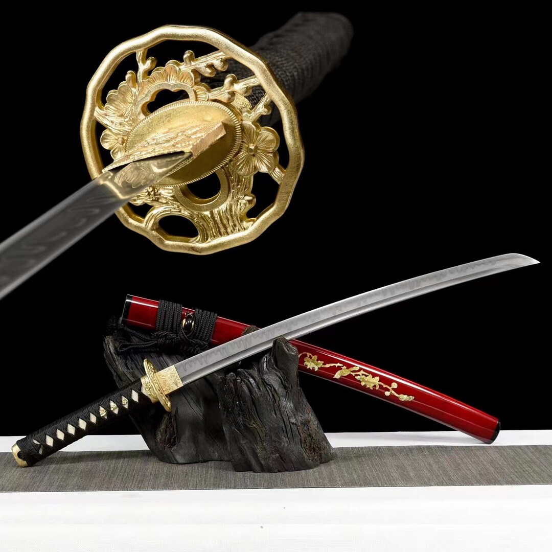T10 Steel Clay Burnished Blade Hand Forged Japanese Katana Quan Tang ...