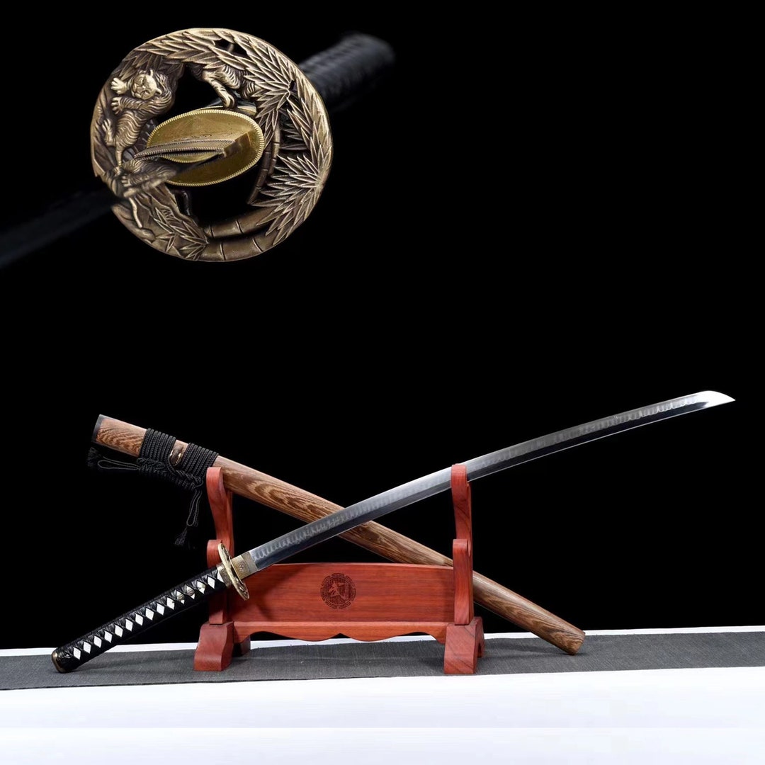 Japanese Samurai Sword Rosewood Scabbard T10 Steel Clay-tempered ...