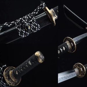 Hand-forged Short Samurai Sword Wakizashi Katana Sword T10 Steel Clay ...