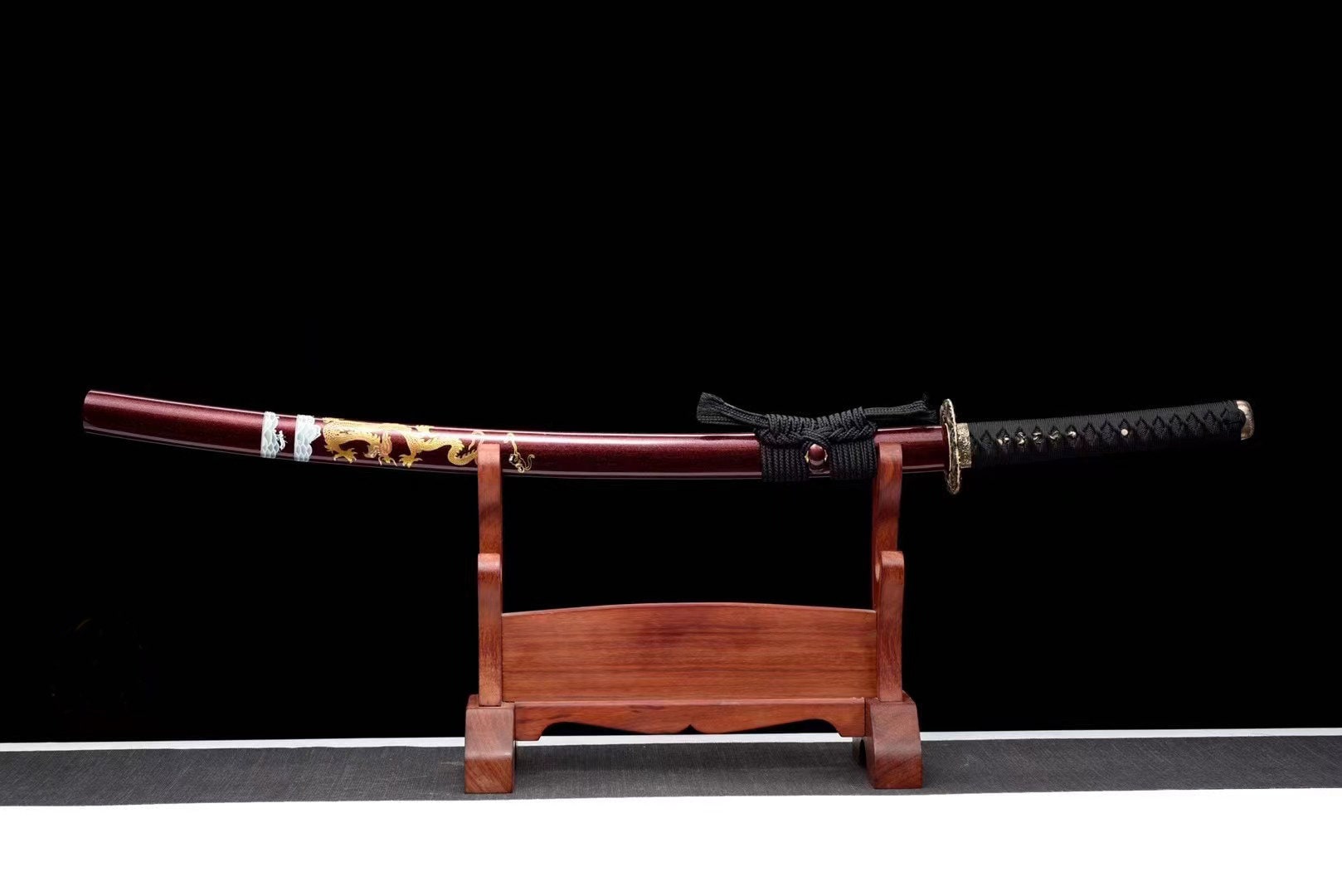 Japanese Katana All-tang Samurai Sword High Manganese Steel Baked Red ...