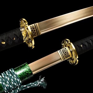 All Tang Japanese Katana Sword Hand-forged Golden Blade 1090 Steel ...